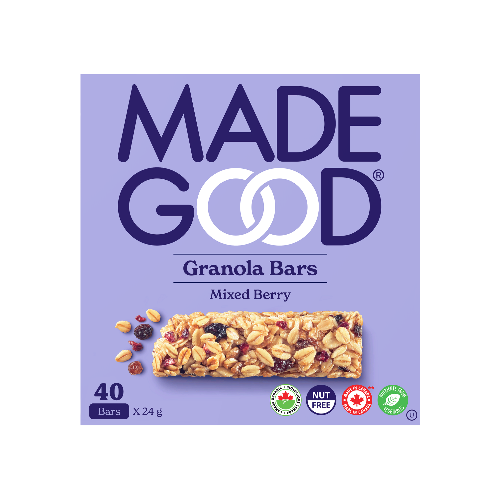 MadeGood Mixed Berry Granola Bars | Organic, non-GMO, Nut-free Snacks ...