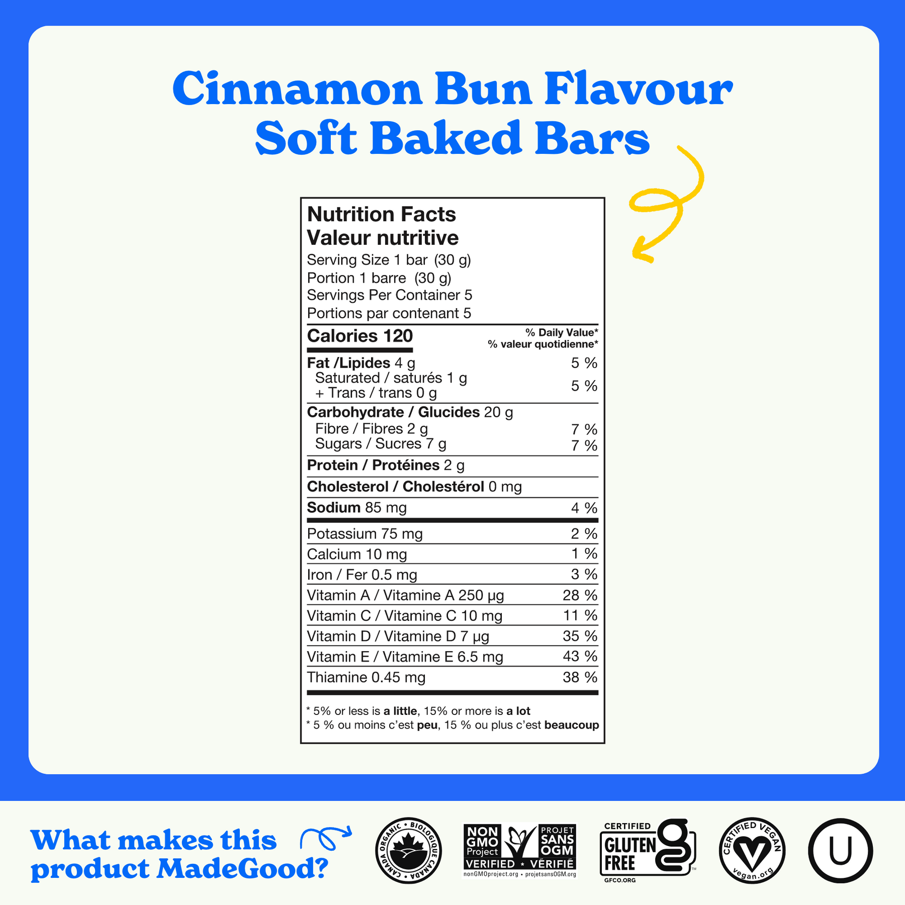 MadeGood Mornings Cinnamon Bun Soft Baked Bars | Organic, non-GMO ...