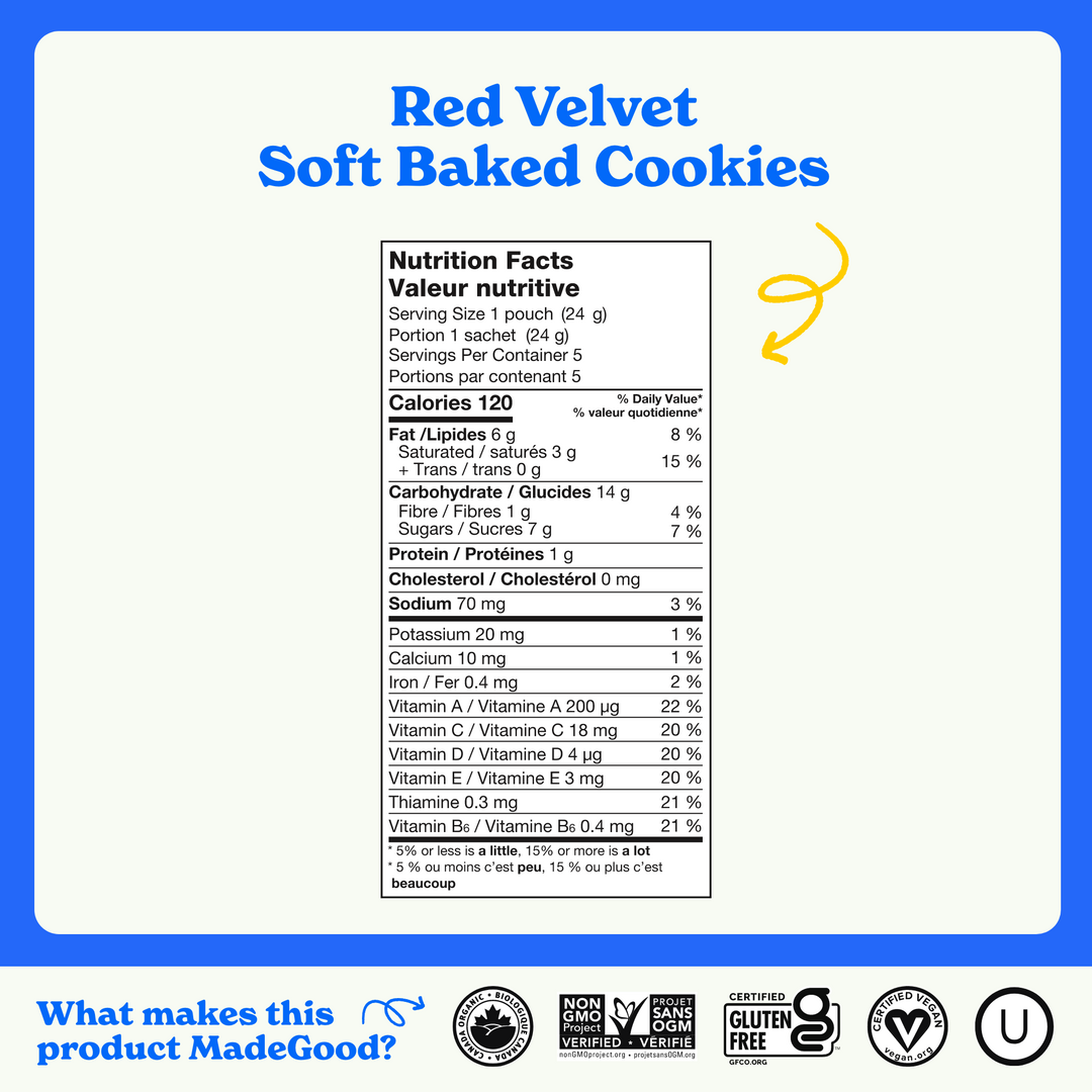 MadeGood Red Velvet Soft Baked Mini Cookies | Organic, non-GMO Snacks ...