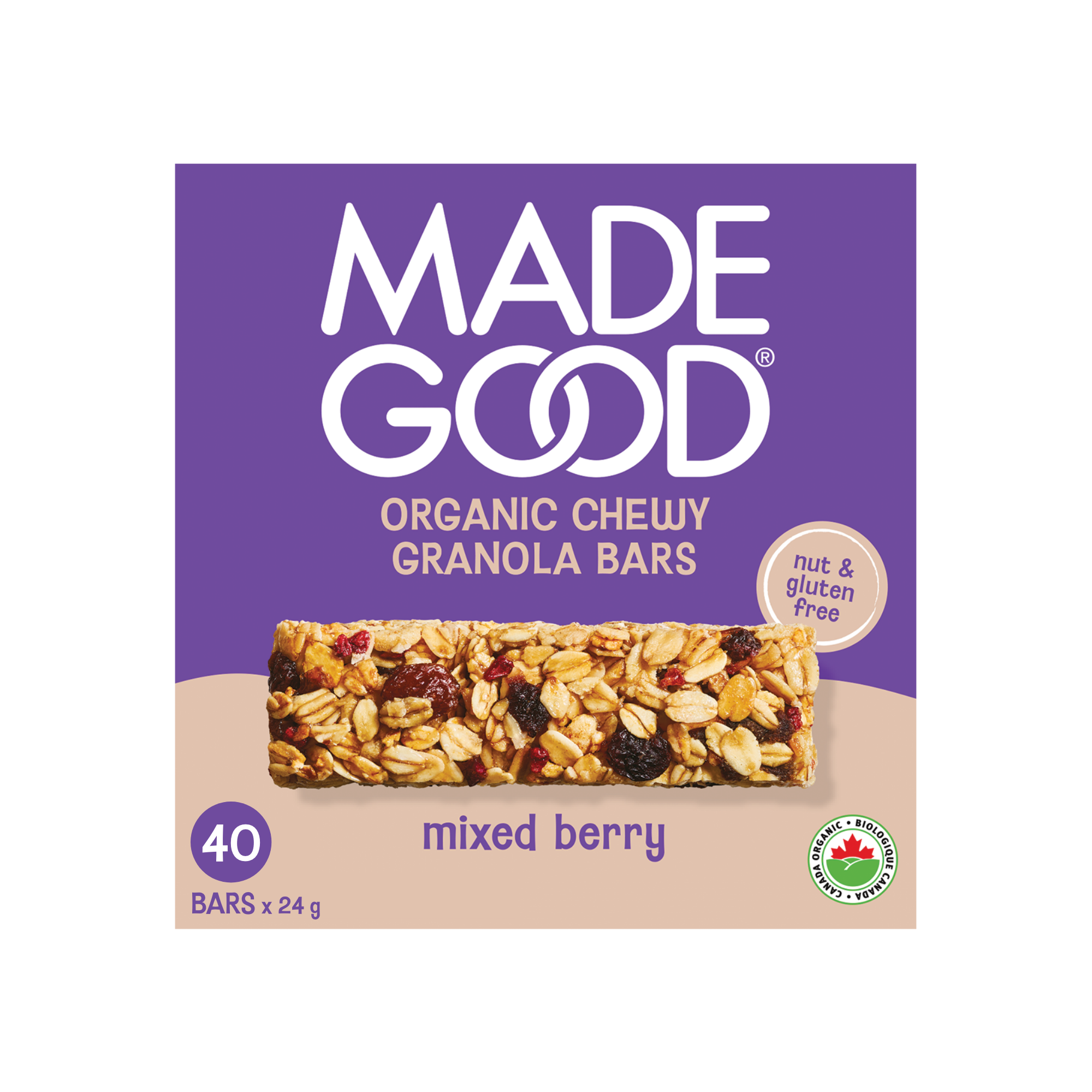 MadeGood Mixed Berry Granola Bars | Organic, non-GMO, Nut-free Snacks ...